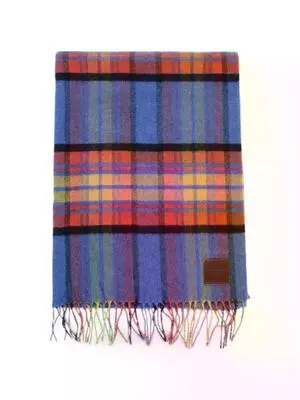 Dsquared2 Tartan-check Fringed-trim Scarf - Blue