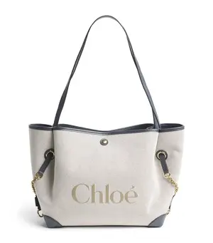 Chloé Canvas Clover Carry Tote Bag - Navy