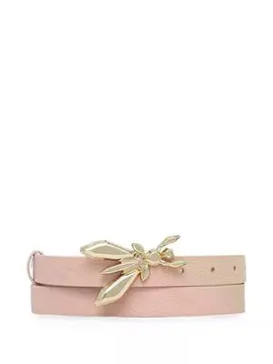 Patrizia Pepe Fly-plaque Pebbled-leather Belt - Pink