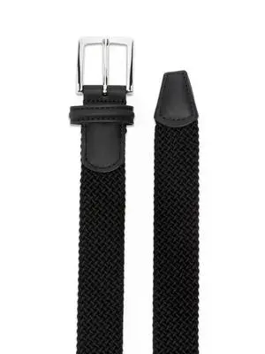 Kiton Braided Leather-trim Belt - Black
