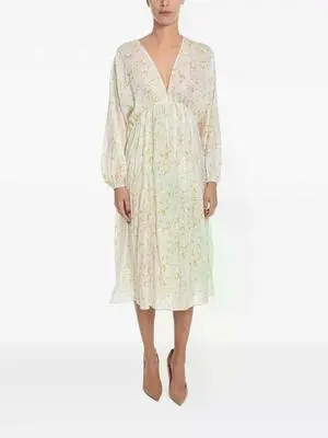 SAMSOE SAMSOE Gertrud Puff-sleeve Midi Dress - Neutrals