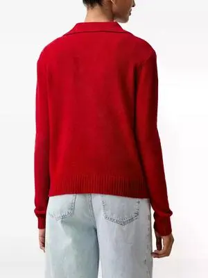Stine Goya Floral Appliqué Collared Cardigan - Red