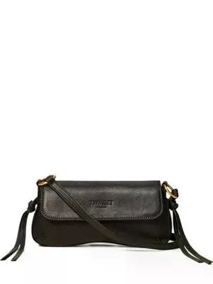 TWINSET Leather Shoulder Bag With Flap - Black