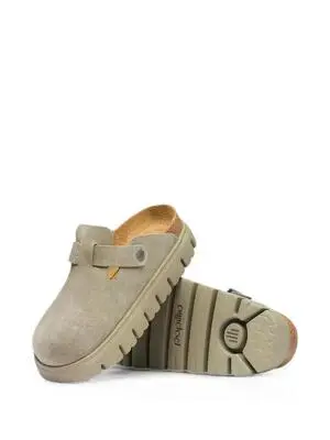 BIRKENSTOCK Boston Chunky Buckle Suede Mules