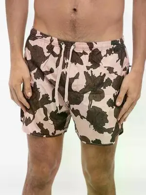 Neil Barrett Floral-print Drawstring Swim Shorts - Brown
