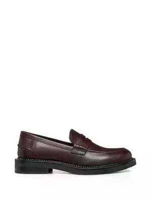 Geox Leather Penny Loafers - Red