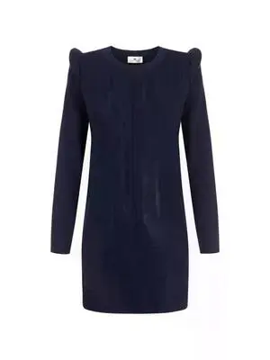 Elisabetta Franchi Mini Dress In Knit Fabric With 3d Details - Blue