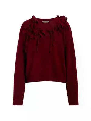 Alberta Ferretti Floral-appliqué Wool Sweater - Red