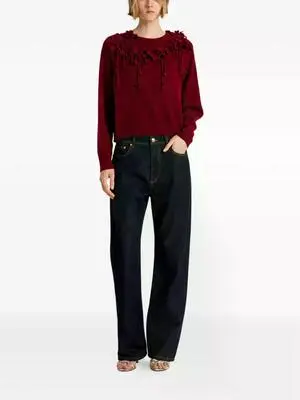 Alberta Ferretti Floral-appliqué Wool Sweater