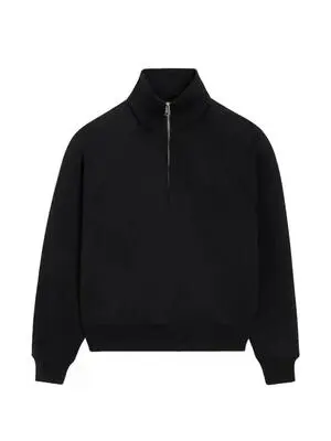 AMI Paris Cotton Zipped Sweatshirt With Embossed De Coeur