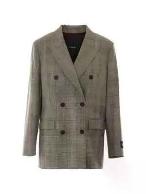 Pinko Double-breasted Checked Blazer - Neutrals