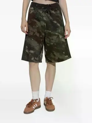 Adidas Camouflage-print Logo-embroidered Shorts - Green