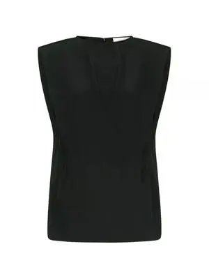 Loulou De Saison Cory Darted Structured-shoulder Blouse - Black