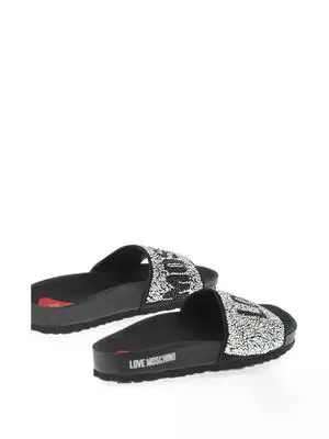 Moschino Rhinestone-embellished Leather Sandals