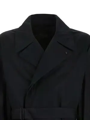 Stone Island Ghost Belted Logo-patch Trench Coat - Black