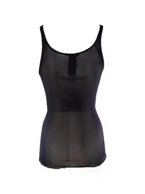 Prada Logo Plaque Ribbed Knit Top - Blue