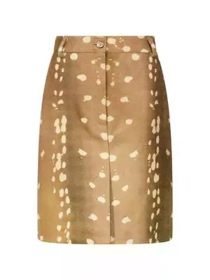 Loulou De Saison Mica Deer-print Pony-effect Mid Skirt - Brown