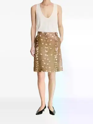 Loulou De Saison Deer-print Pony-effect Leather Midi Skirt