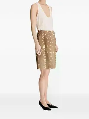 Loulou De Saison Deer-print Pony-effect Leather Midi Skirt