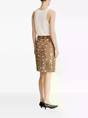 Loulou De Saison Deer-print Pony-effect Leather Midi Skirt