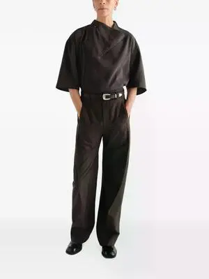 LEMAIRE Soft Collar Top In Dry Silk - Brown