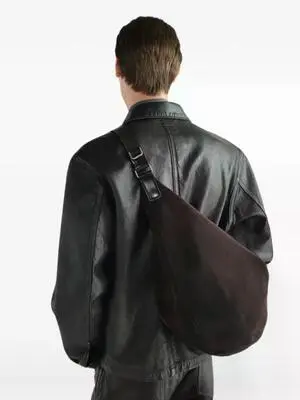 LEMAIRE Large Quiver Clip Bag In Suede Leather - Brown