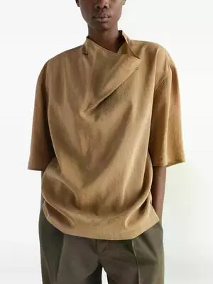 LEMAIRE Soft Collar Top In Dry Silk - Neutrals