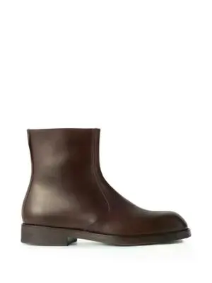 LEMAIRE Zipped Ankle Boots In Shiny Leather - Brown