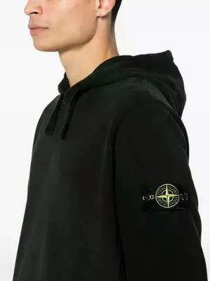 Stone Island Logo-patch Hoodie - Black