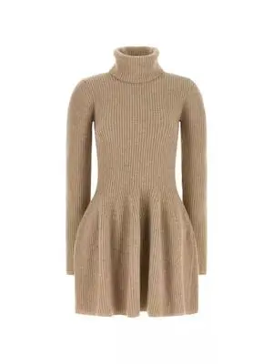 Magda Butrym Ribbed-knit Cashmere Mini Dress - Neutrals
