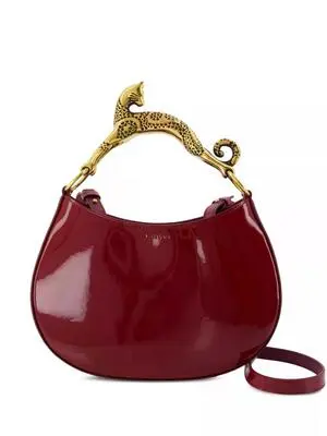 LANVIN Cat Poignée Patent Leather Crossbody Bag - Red