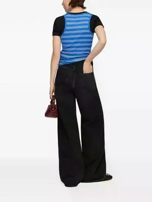 GANNI Striped Ribbed Cotton Tank Top