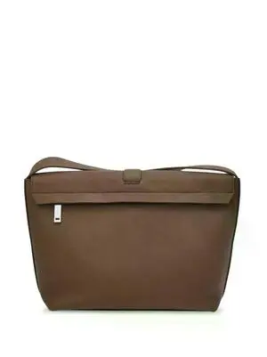 FERRAGAMO Gancini Plaque Leather Messenger Bag