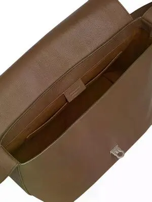 FERRAGAMO Gancini Plaque Leather Messenger Bag