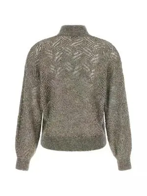Brunello Cucinelli Dazzling Abstract Leaf Sequin-embellished Sweater