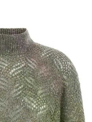 Brunello Cucinelli Dazzling Abstract Leaf Sequin-embellished Sweater