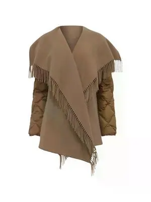 Moncler Fringed Quilted-sleeve Jacket - Neutrals