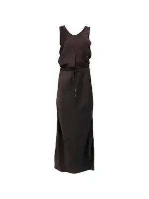 Brunello Cucinelli Satin Drawstring Maxi Dress - Brown