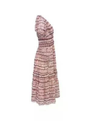 Ulla Johnson Elodie V-neck Silk Midi Dress - Pink