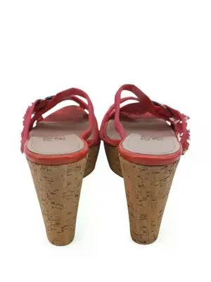 FERRAGAMO Red Ribbon Wedge Sandals