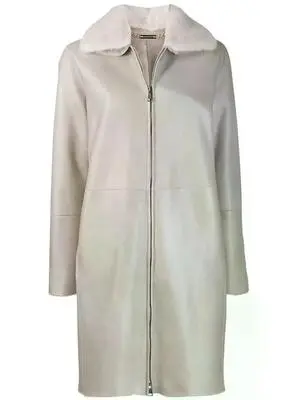 MANZONI 24 Mink Fur Collar Coat - Grey