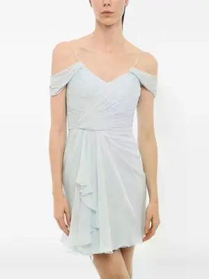 Costarellos Draped Ruffled Mini Dress