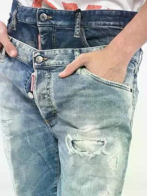 Dsquared2 Twin Pack Distressed Layered-waist Skinny Jeans