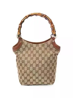 Gucci Small Bamboo Monogram-pattern Tote Bag - Brown