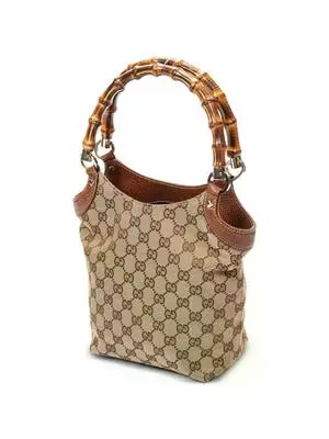 Gucci Small Bamboo Monogram-pattern Tote Bag - Brown