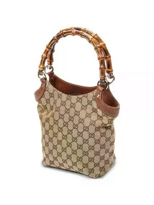 Gucci Small Bamboo Monogram-pattern Tote Bag - Brown