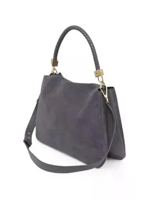 COCCINELLE Medium Tiggy Braided-handle Suede Shoulder Bag - Grey