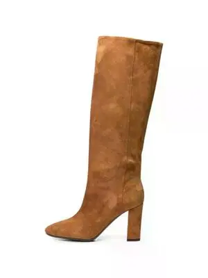 POCHE PARIS Suede Knee-high Boots - Brown