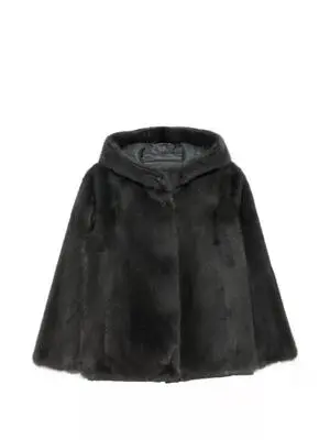 MANZONI 24 Hooded Fur Jacket - Grey