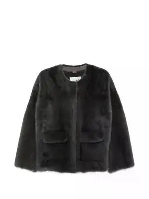 MANZONI 24 Collarless Flap-pocket Fur Jacket - Grey